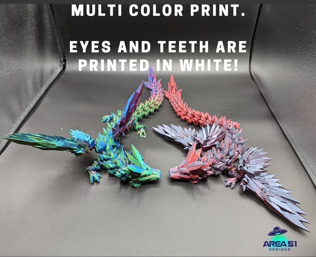 Winged Dragon Crystal winged Dragon 3d printed Dragon Articulated wing ...